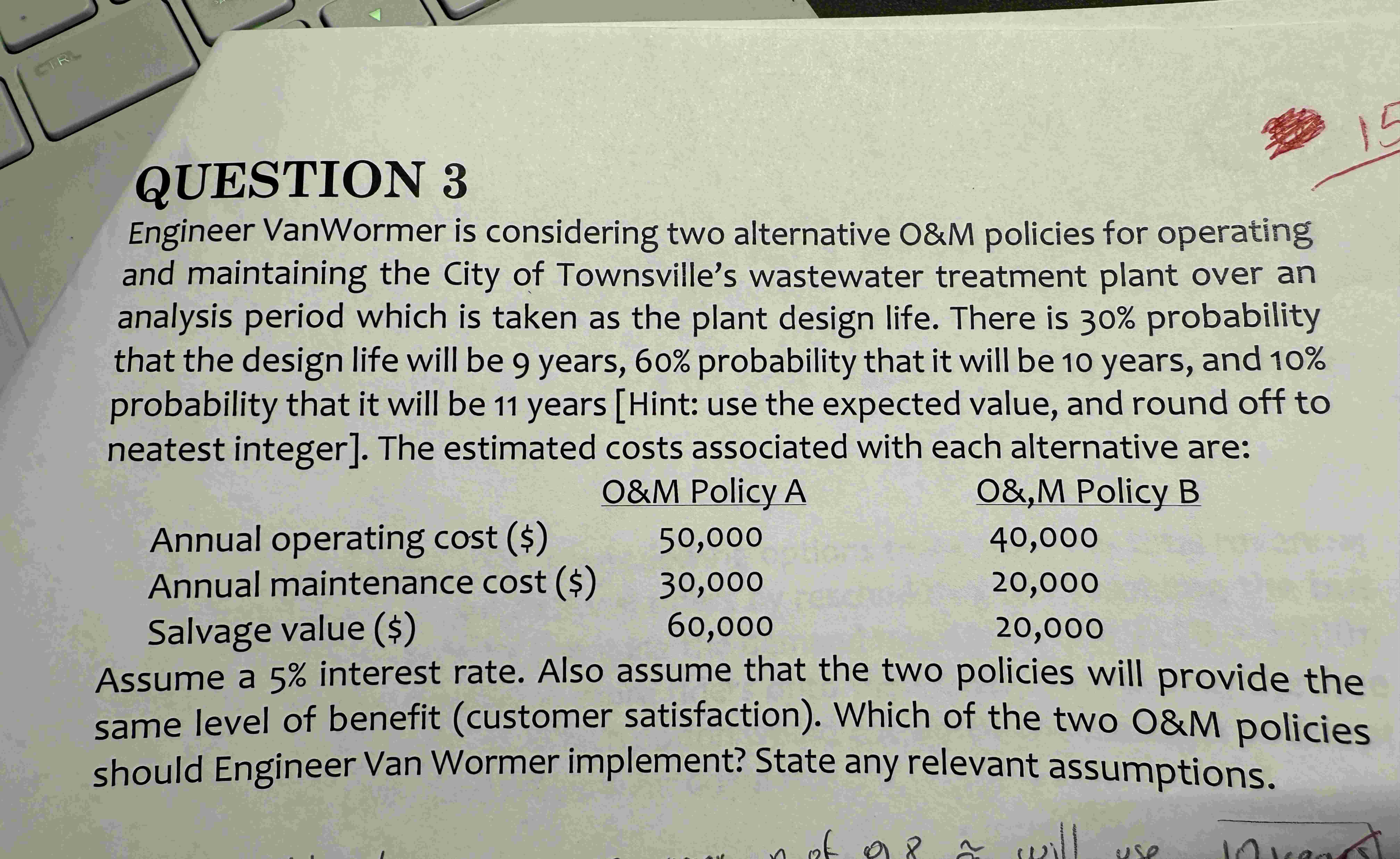 Solved QUESTION 3 ﻿Engineer VanWormer is considering two | Chegg.com