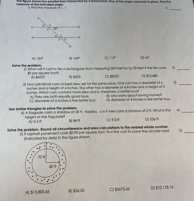 Solved The figure shows two parallel lines Intersected by a | Chegg.com