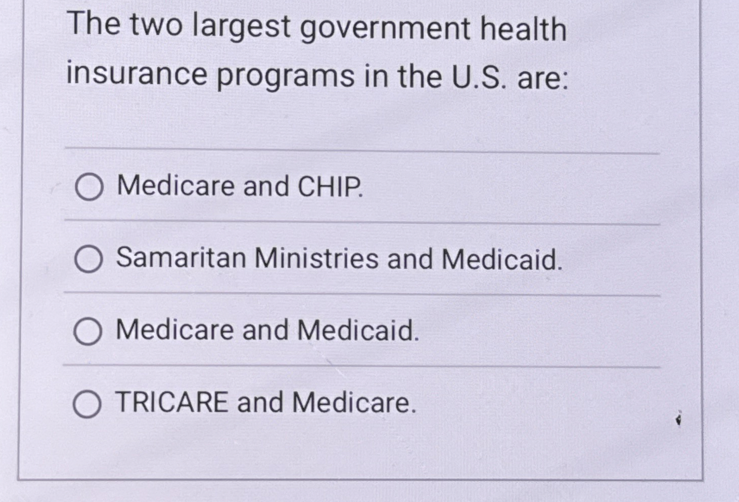Solved The two largest government health insurance programs | Chegg.com