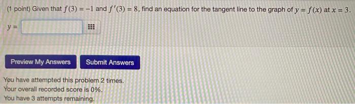 Solved (1 point) Given that f(−4)=−6 and f′(−4)=−5, | Chegg.com
