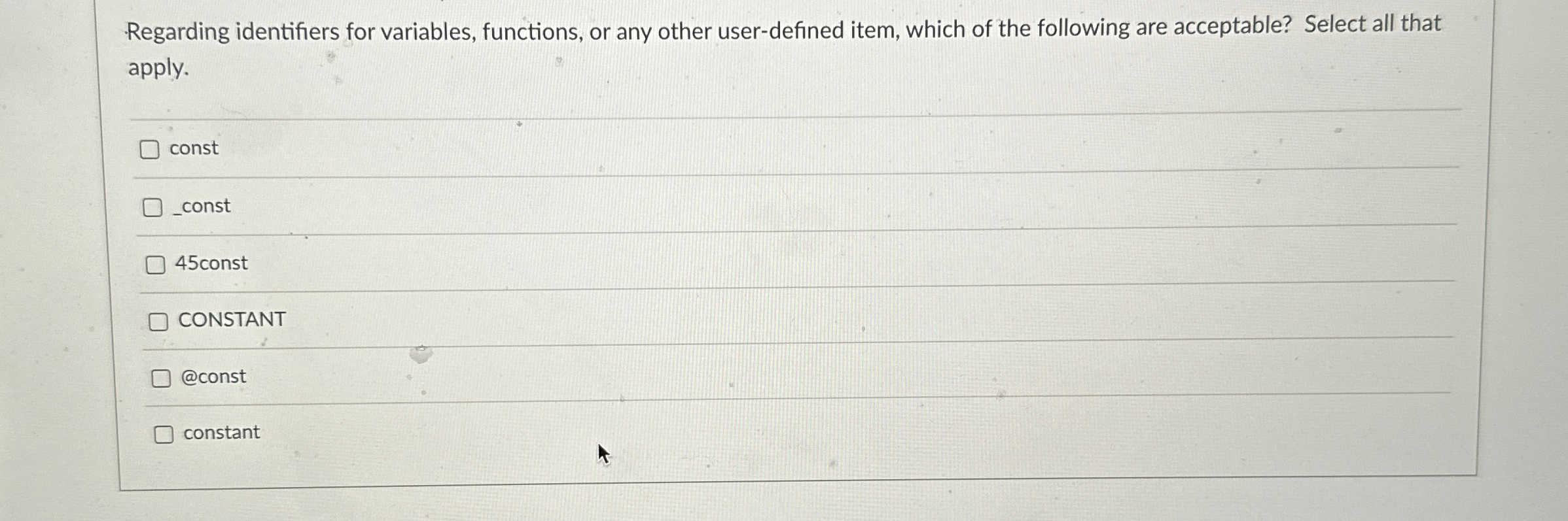 Solved Regarding identifiers for variables, functions, or | Chegg.com