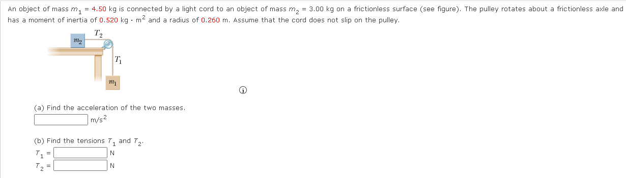 Solved An Object Of Mass M1 4 50kg is Connected By A Light