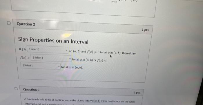 Solved Sign Properties on an Interval If f is on (a,b) and | Chegg.com