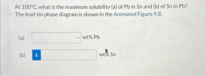 Solved At 100°C, what is the maximum solubility (a) of Pb in | Chegg.com