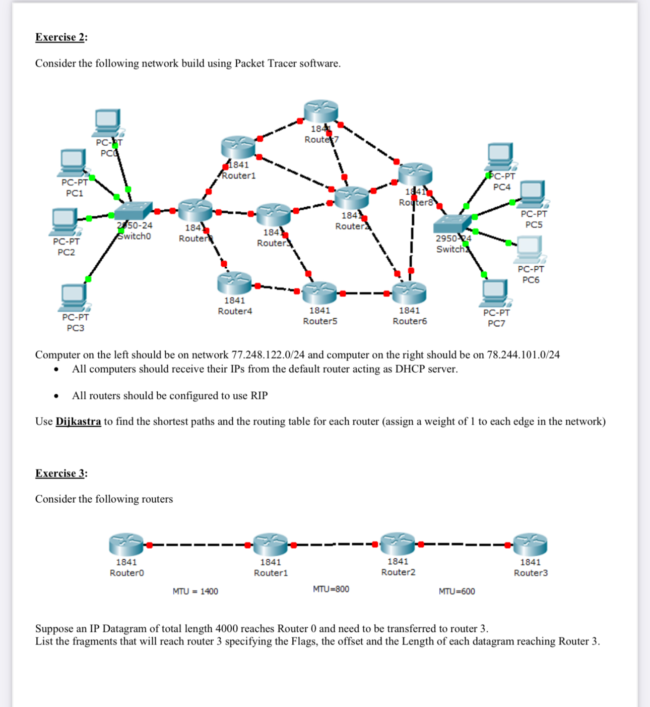 Exercise 2:Consider the following network build using | Chegg.com