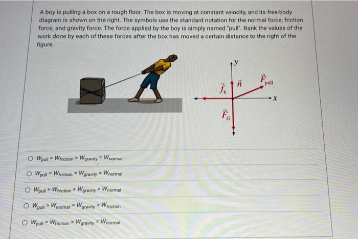 Solved A boy is pulling a box on a rough floor. The box is | Chegg.com