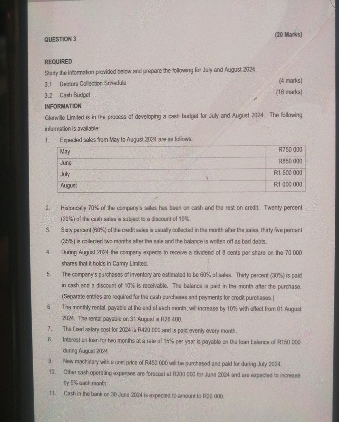 Solved QUESTION 3(20 ﻿Marks)REQUIREDStudy the information | Chegg.com