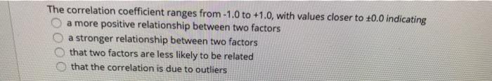 Solved The correlation coefficient ranges from -1.0 to +1.0, | Chegg.com