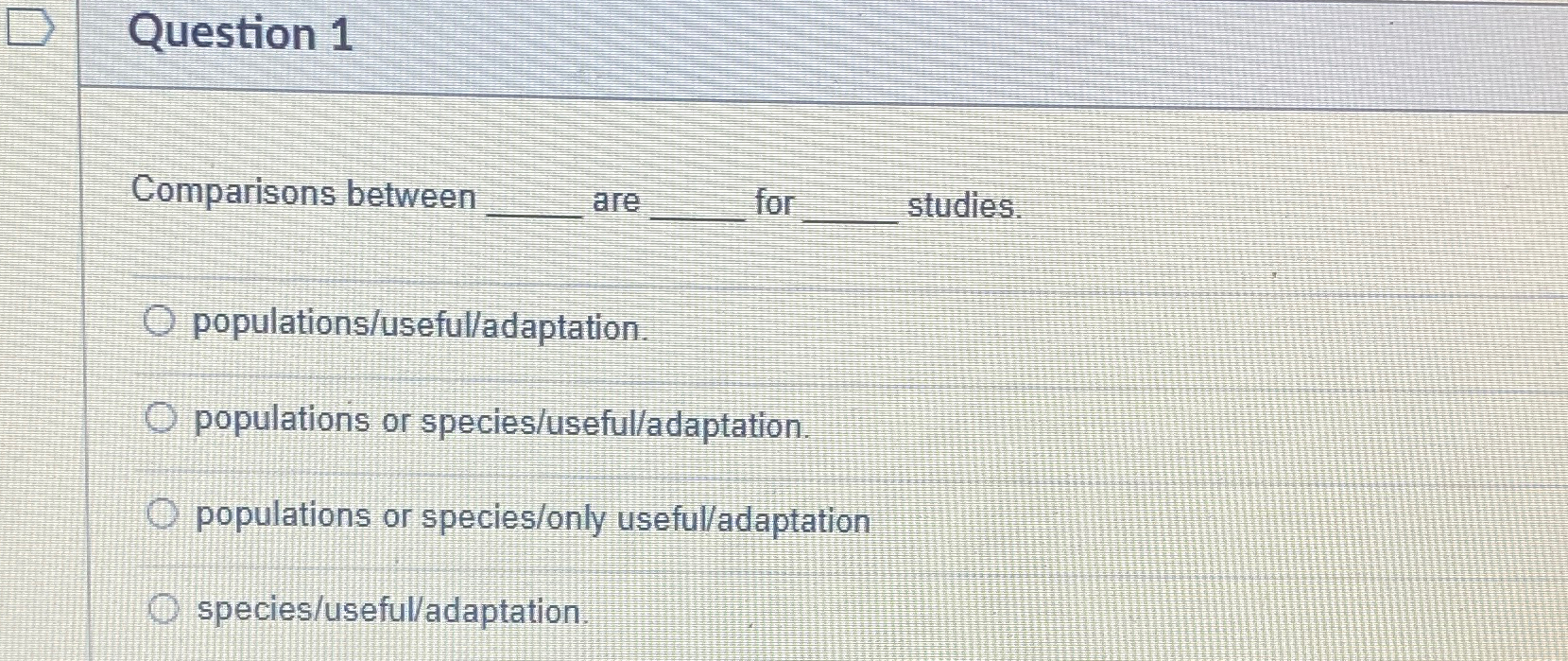 Solved Comparisons between are for | Chegg.com