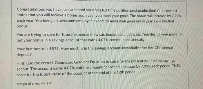 Solved Congratulations you have just accepted your first | Chegg.com