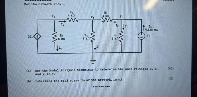 Solved For the network shown,(a) ﻿Use the Nodal Analysis | Chegg.com