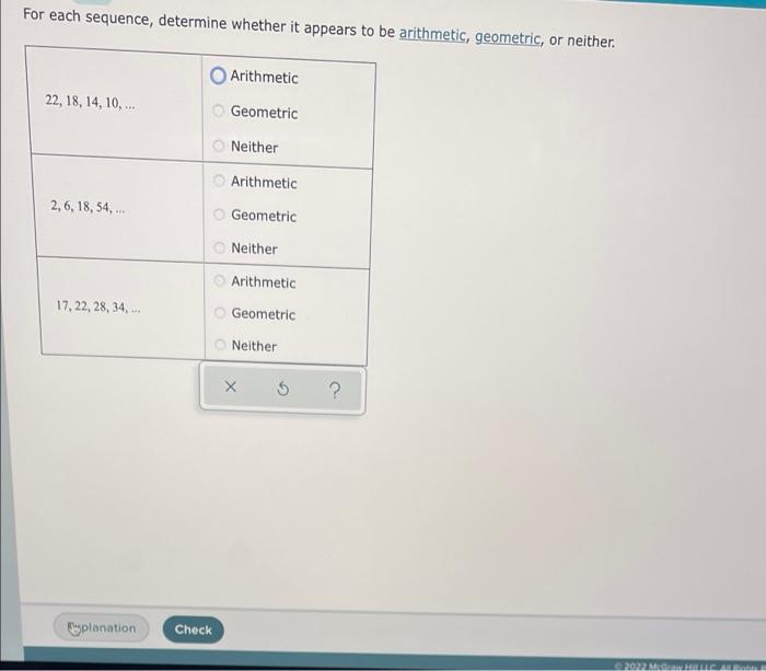 Solved For each sequence, determine whether it appears to be | Chegg.com