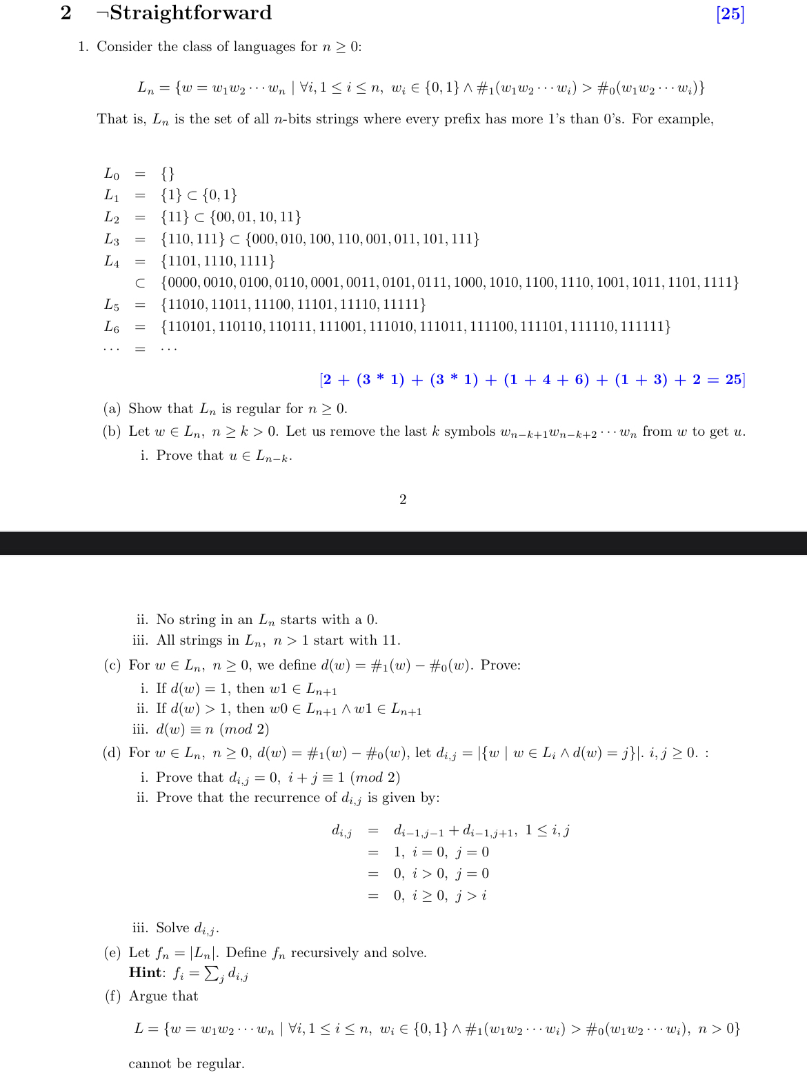 Solved 2not Straightforward25Consider the class of languages | Chegg.com