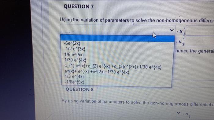 Solved Using the variation of parameters to solve the | Chegg.com