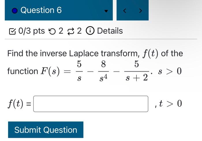 Solved Find the inverse Laplace transform, \\( f(t) \\) of | Chegg.com