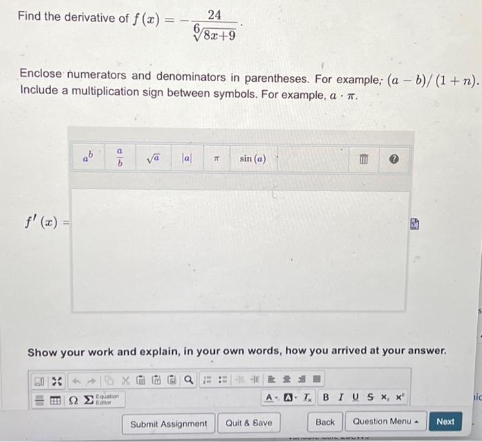 Solved Find the derivative of f(x)=−68x+924 Enclose | Chegg.com