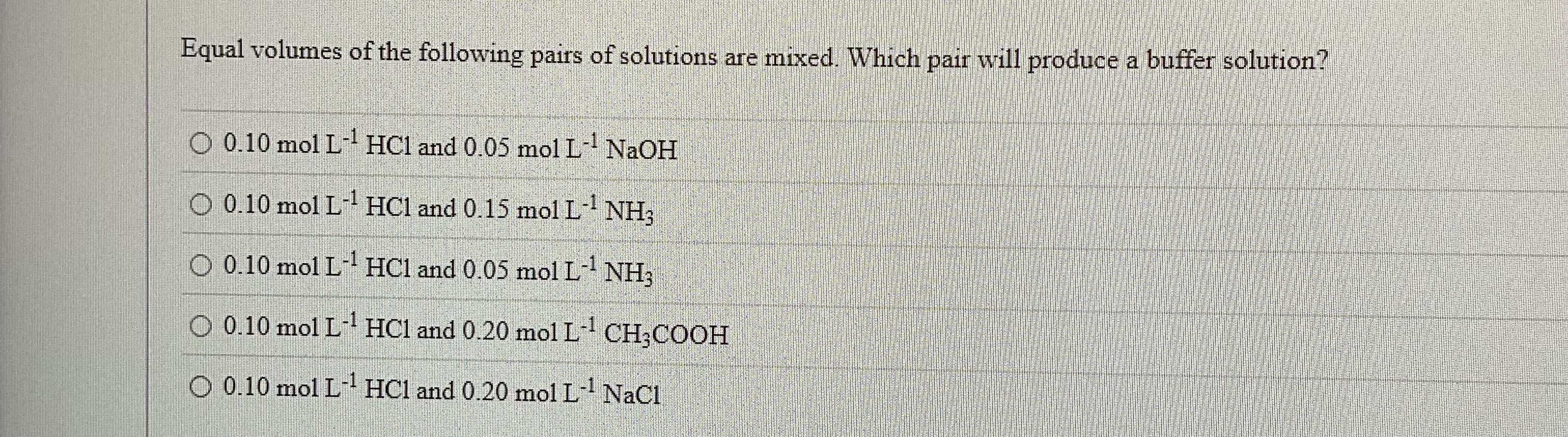 Solved Equal volumes of the following pairs of solutions are | Chegg.com