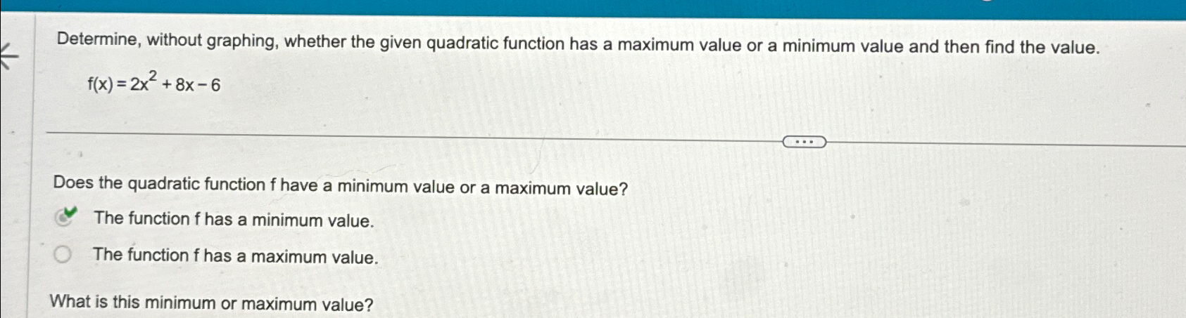 Determine, without graphing, whether the given | Chegg.com Determine, without graphing, whether the given | Chegg.com