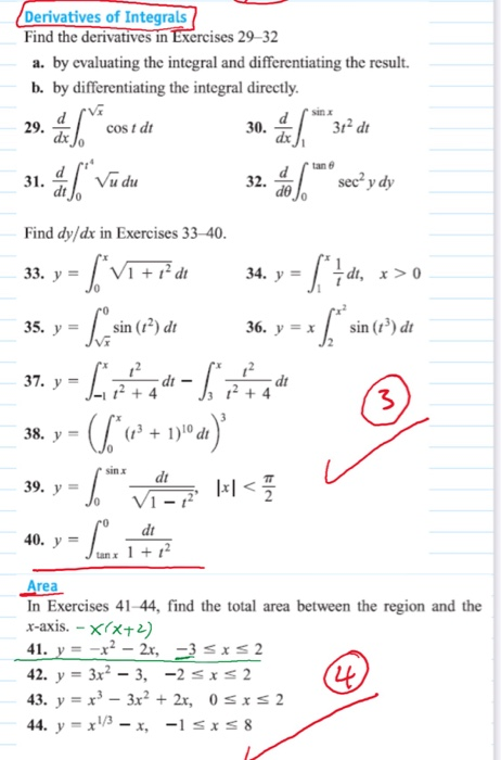 Solved Derivatives of Integrals Find the derivatives in | Chegg.com