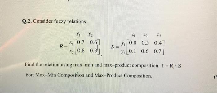 Solved Q.2. Consider fuzzy relations | Chegg.com