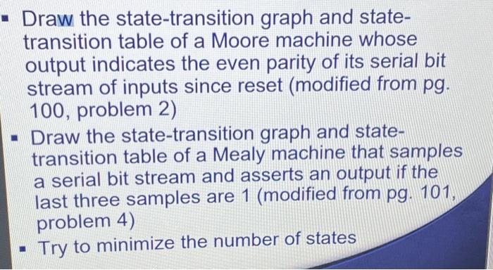 Solved · Draw the state-transition graph and state- | Chegg.com