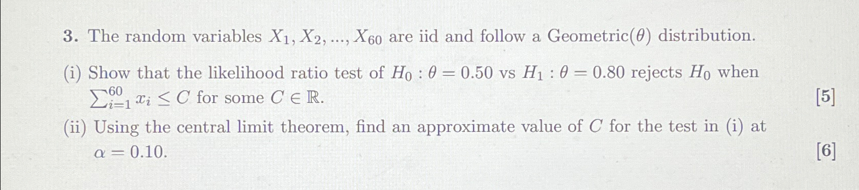 Solved The random variables x1,x2,dots,x60 ﻿are iid and | Chegg.com