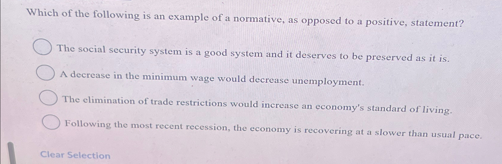 Solved Which of the following is an example of a normative, | Chegg.com