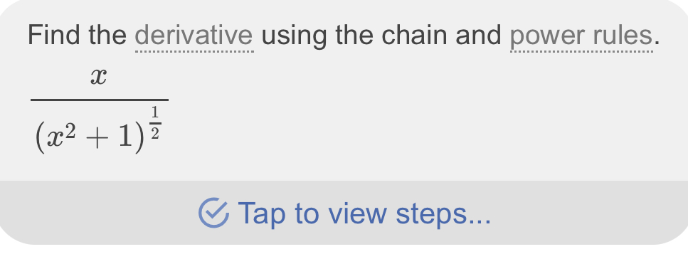 Solved Find the derivative using the chain and power | Chegg.com