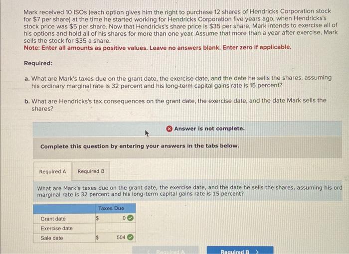 Solved Mark received 10 ISOs (each option gives him the | Chegg.com