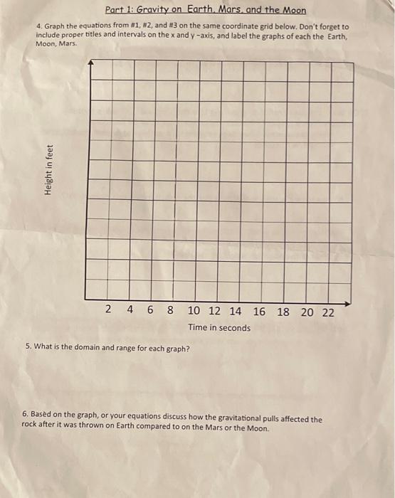 Part 1: Gravity on Earth, Mars, and the Moon 4. Graph | Chegg.com