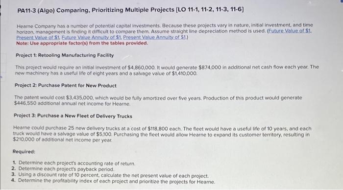 Solved PA11-3 (Algo) Comparing. Prioritizing Multiple | Chegg.com