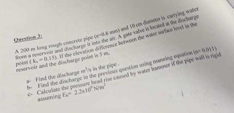 Solved Question 3: A \\( 200 \\mathrm{~m} \\) long rough | Chegg.com