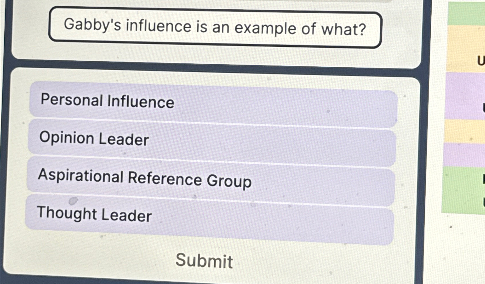 Solved Gabby's influence is an example of what?Personal | Chegg.com