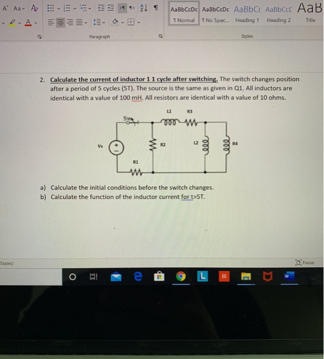 Styles Problem Set 2 AC transient analysis 1. An AC | Chegg.com