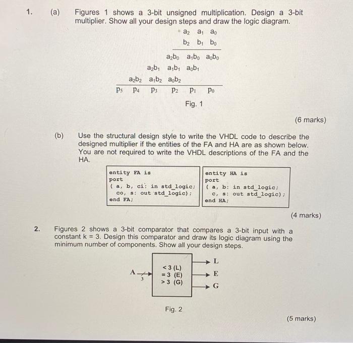 Solved (a) Figures 1 shows a 3-bit unsigned multiplication. | Chegg.com