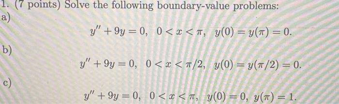 Solved 1. (7 points) Solve the following boundary-value | Chegg.com