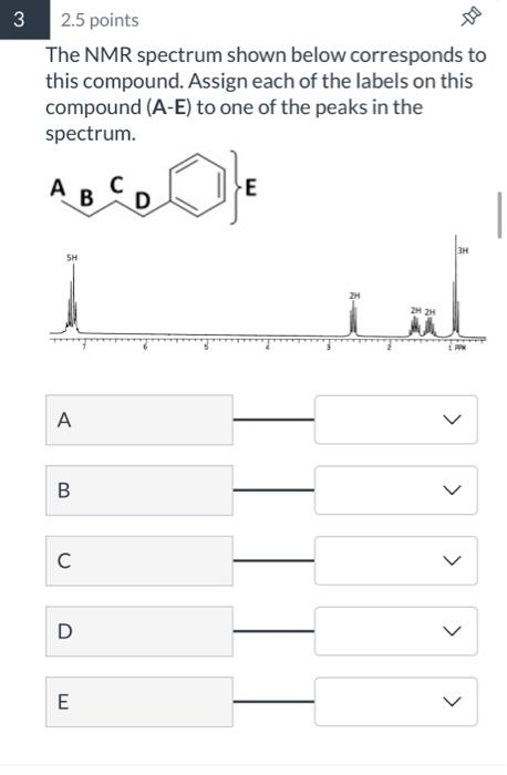 Solved 3 2.5 points The NMR spectrum shown below corresponds | Chegg.com