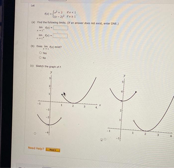 Solved f(x)={x2+3(x−2)2 if x