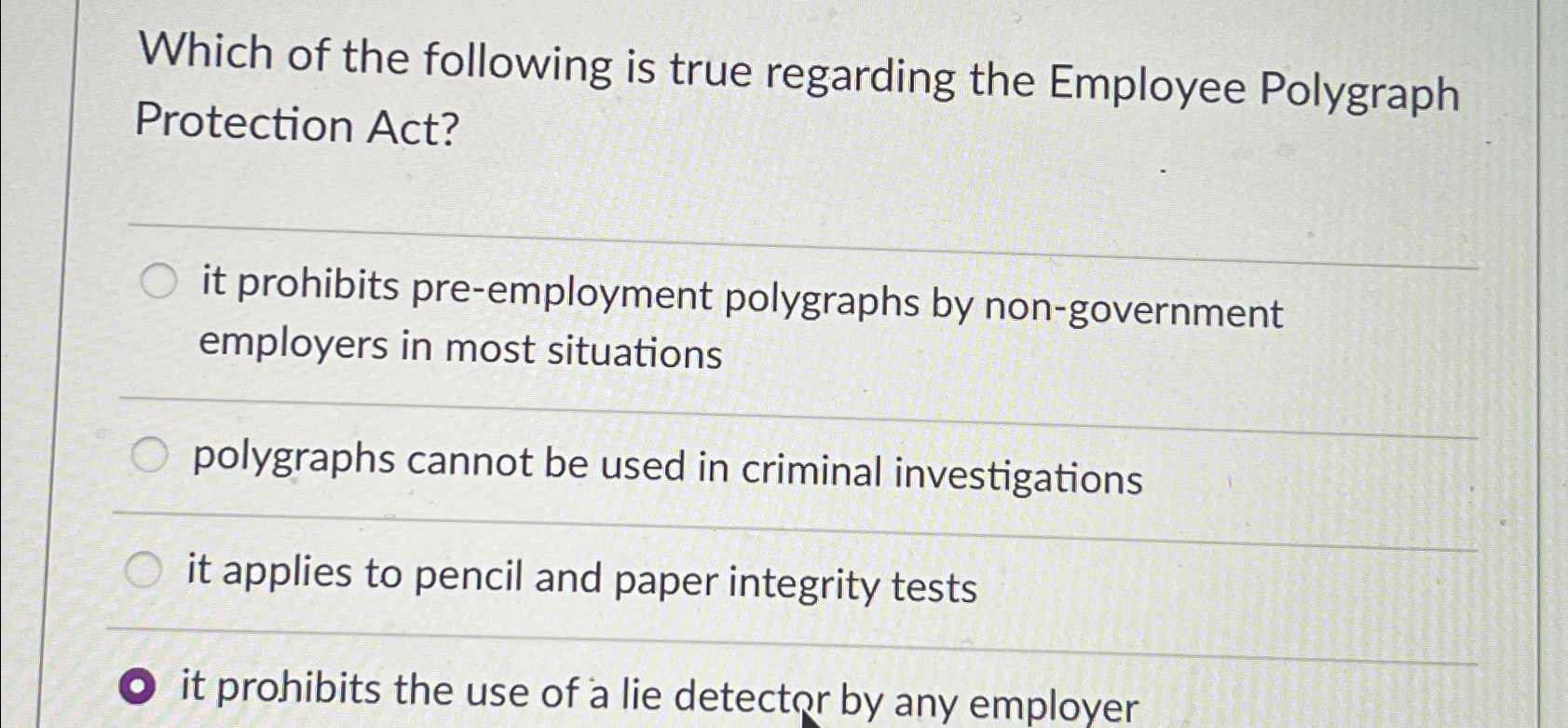 Solved Which of the following is true regarding the Employee | Chegg.com