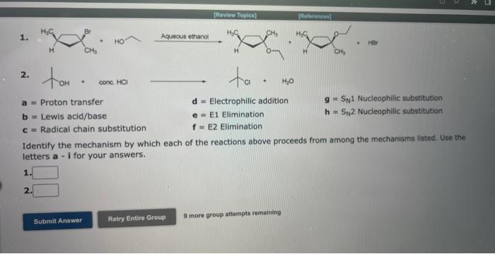 Solved 2. foH+ cone HCl Identify the mechanism by which each | Chegg.com