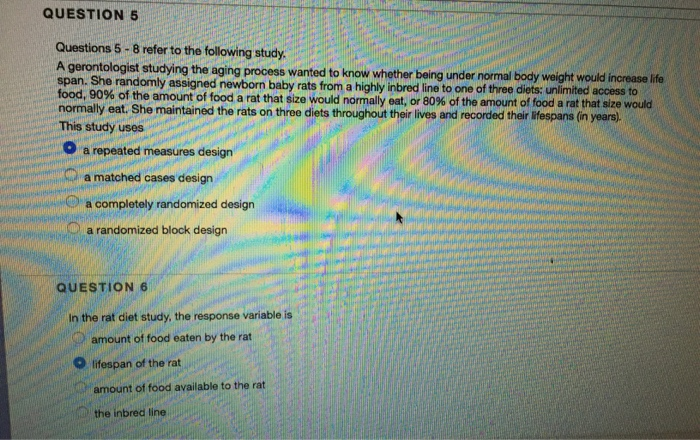 Solved QUESTION 5 Questions 5 - 8 refer to the following | Chegg.com