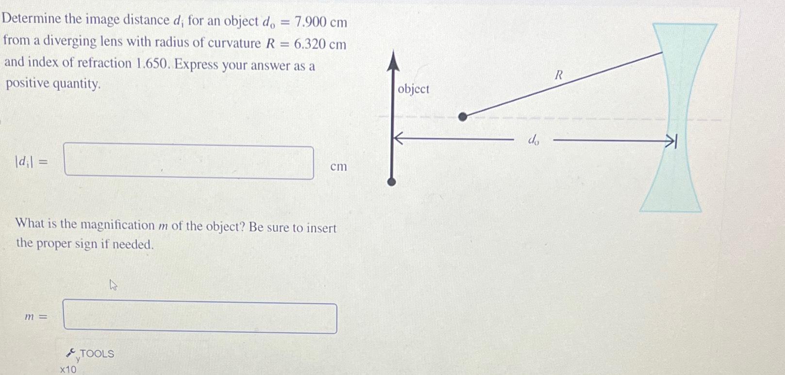 Determine the image distance d_(i) for an object | Chegg.com