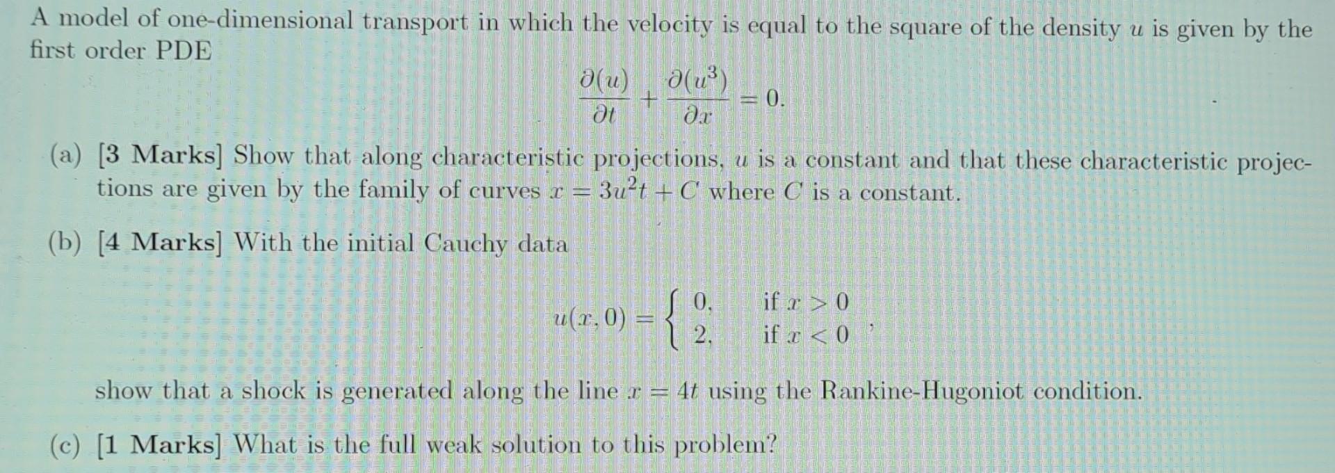 A Model Of One Dimensional Transport In Which The