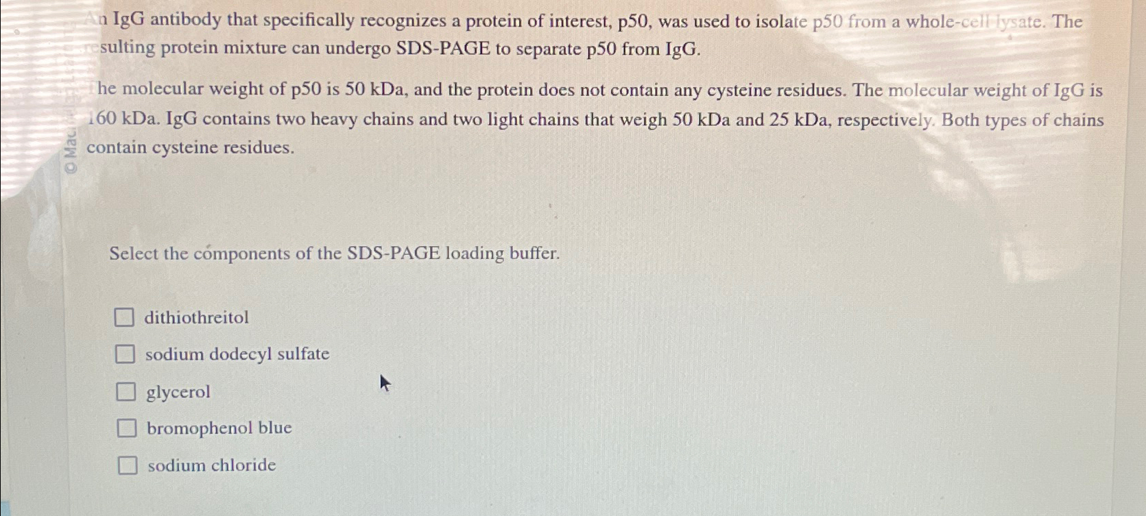 Solved a IgG antibody that specifically recognizes a protein | Chegg.com