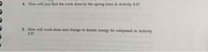 Solved 4. How will you find the work done by the spring | Chegg.com