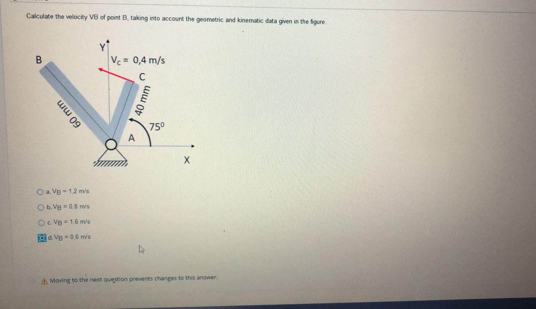 Solved Calculate the velocity VB of point B, taking into | Chegg.com