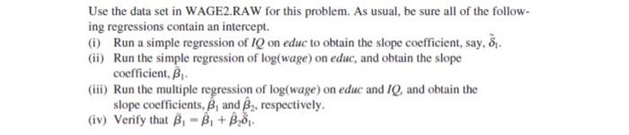 Solved Use the data set in WAGE2.RAW for this problem. As | Chegg.com