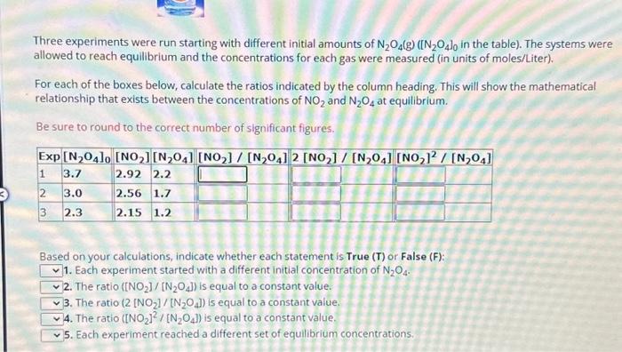 reddish brown gas. Three experiments were run | Chegg.com