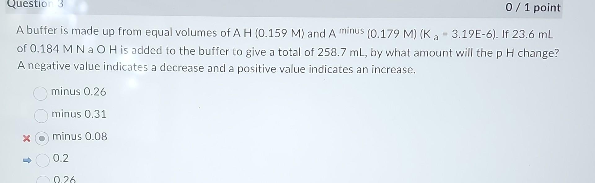 Solved A buffer is made up from equal volumes of AH(0.159M) | Chegg.com