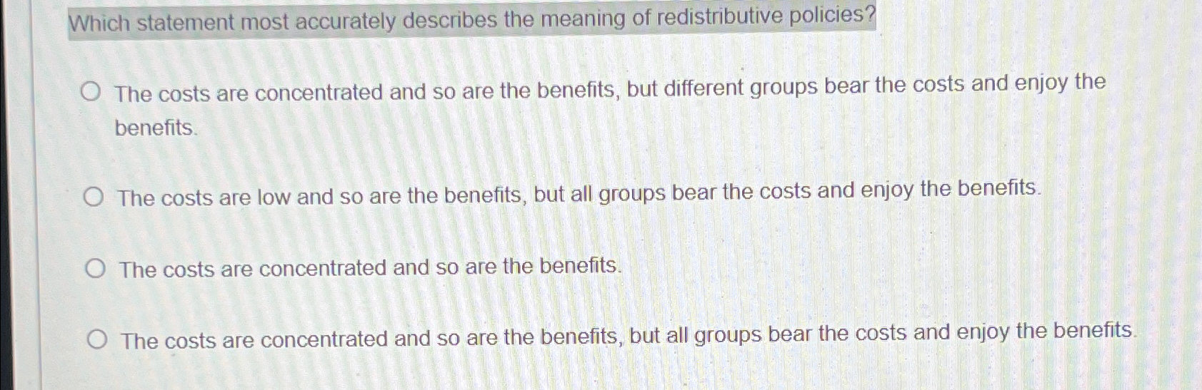 Solved Which statement most accurately describes the meaning | Chegg.com